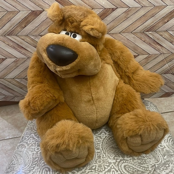 Toys | Vintage Stuffed Sitting Brown Bear With Pouting Eyes Big Belly ...